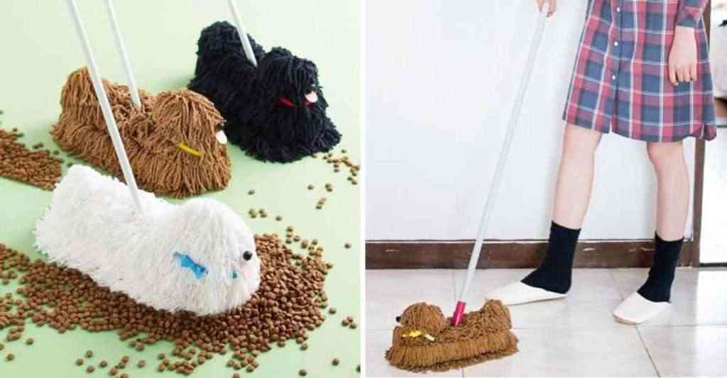 Barrer la casa nunca fue más divertido que con los perro-trapeadores ...