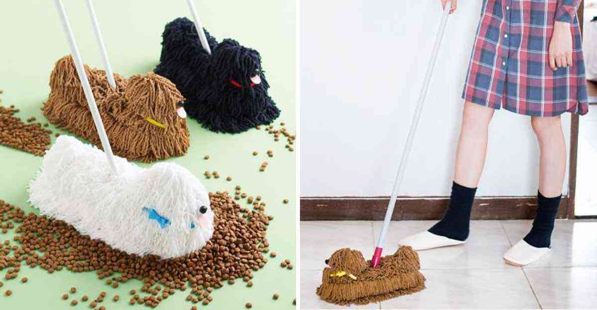 Barrer la casa nunca fue más divertido que con los perro-trapeadores ...